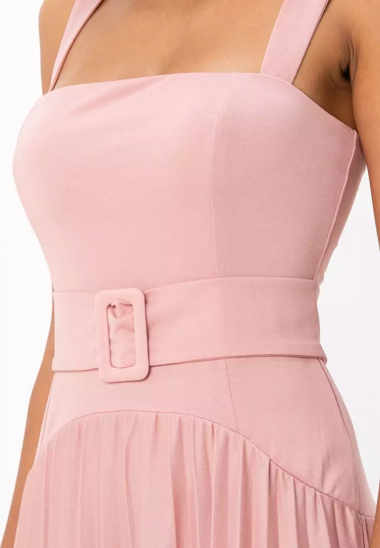 Buy ASOS Design Square Neck Belted Pleated Maxi Dress 2025 Online ...