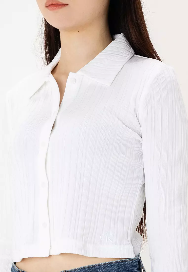 Buy Calvin Klein Knit Button Up Polo Top 2025 Online | ZALORA