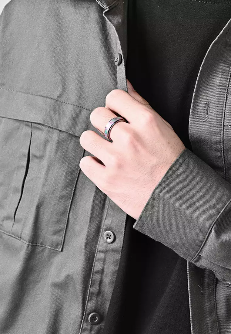 HAPPY FRIDAYS 6mm Rotatable Matte Texture Titanium Steel Ring JW QF ...