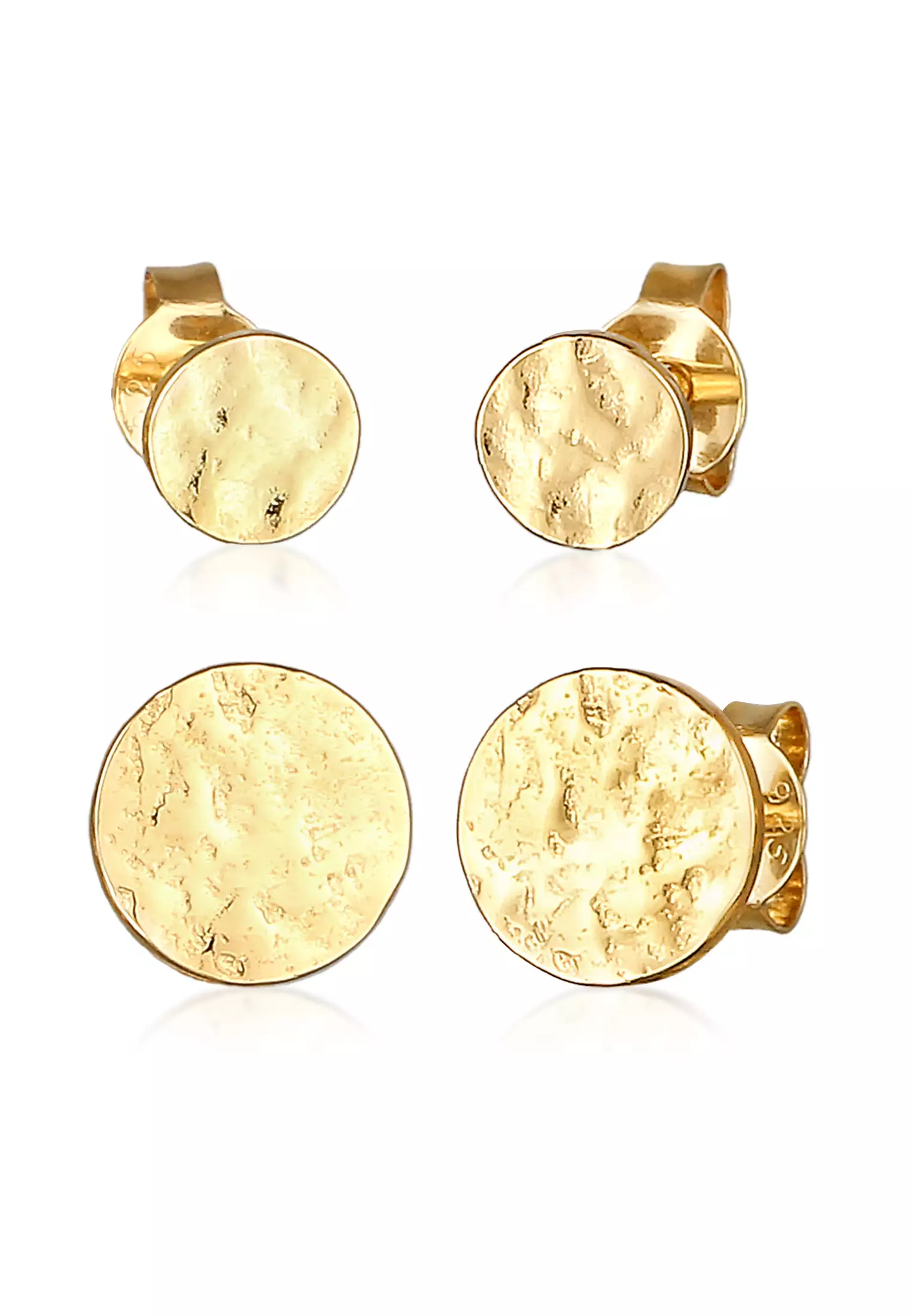 Buy ELLI GERMANY Hammered Coin Disc Stud Earrings – Gold-Plated Silver ...