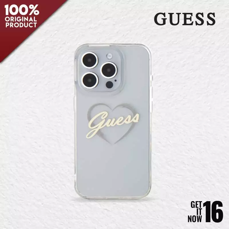 Jual GUESS Case For iPhone GUESS IML Heart Clear, 16 Pro Max Original ...