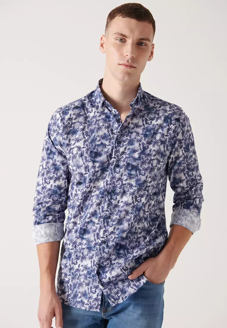 Buy Avva Abstract Patterned Slim Fit Shirt 2025 Online | ZALORA Philippines