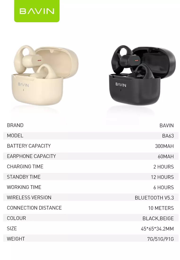 Buy BAVIN BA63 Hi-Fi Bluetooth 5.3V Wireless Bone Conductor TWS ...