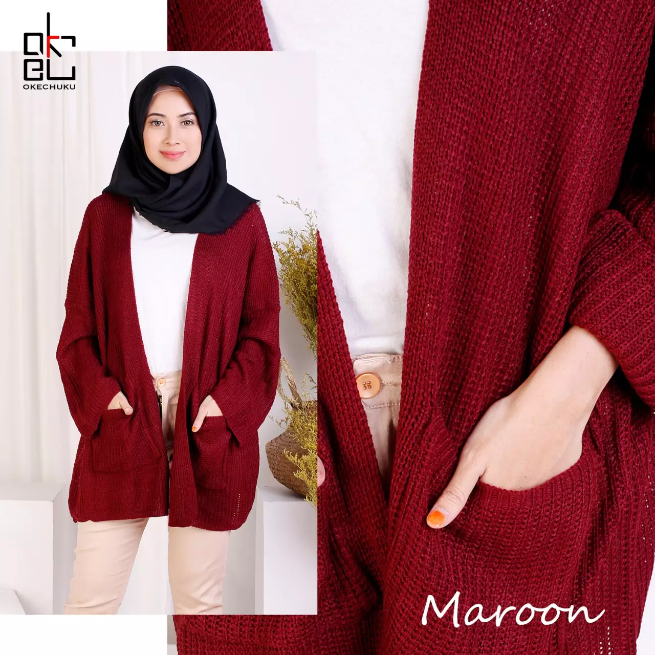 Jual Okechuku OKECHUKU Oversize Lavela Kardigan Wanita Jumbo Size Cardigan Rajut Big Original ...