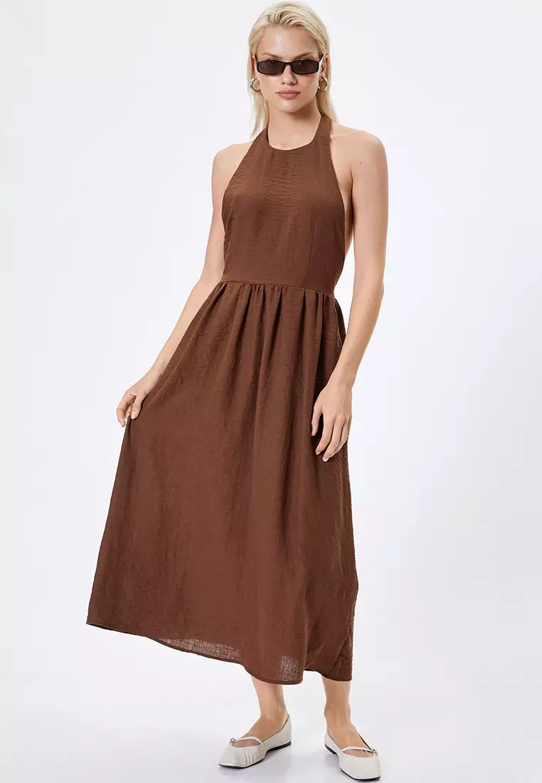 Buy KOTON Halter Neck Low-Cut Back Dress 2025 Online | ZALORA