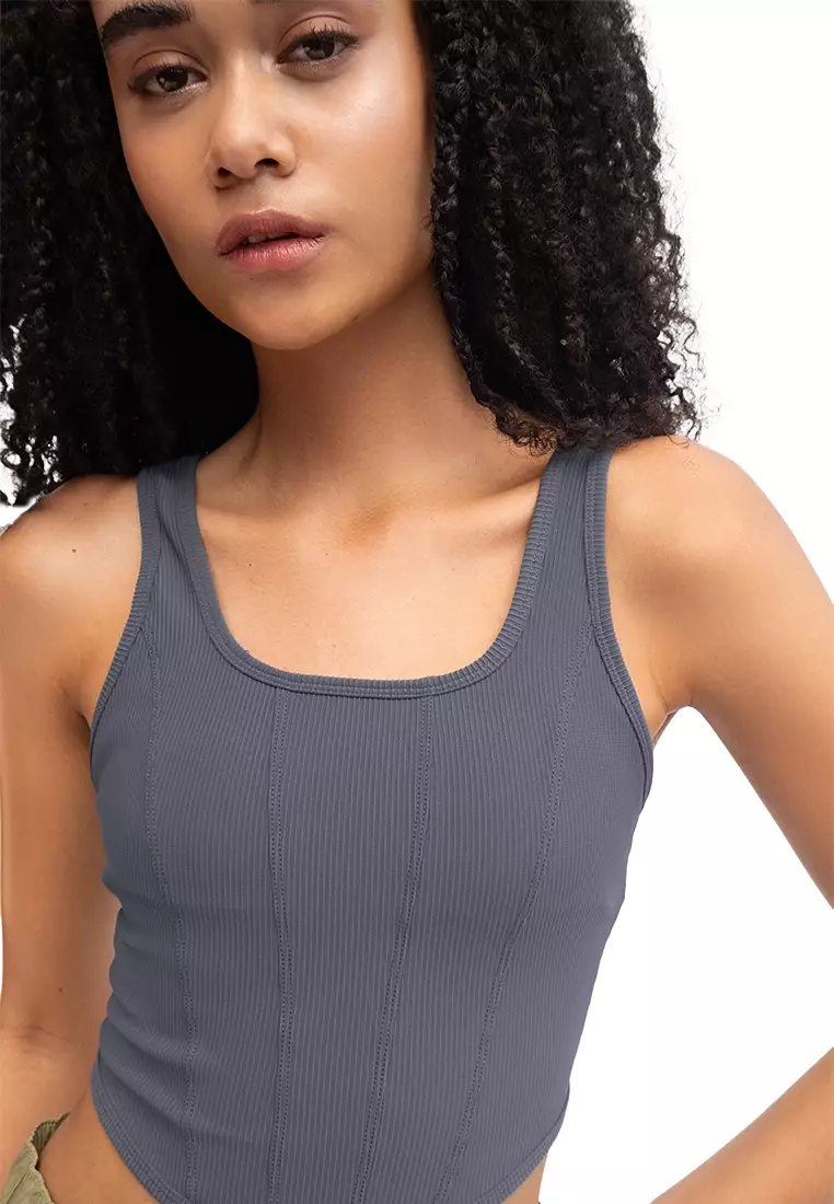 Buy JUST G Corset-Like Ribbed Tank Top 2026 Online | ZALORA Philippines