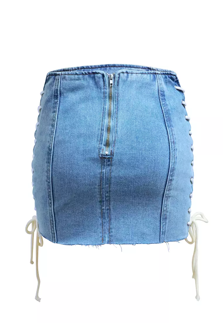 Jual London Rag Rok Mini Denim Renda Biru Original 2025 | ZALORA ...