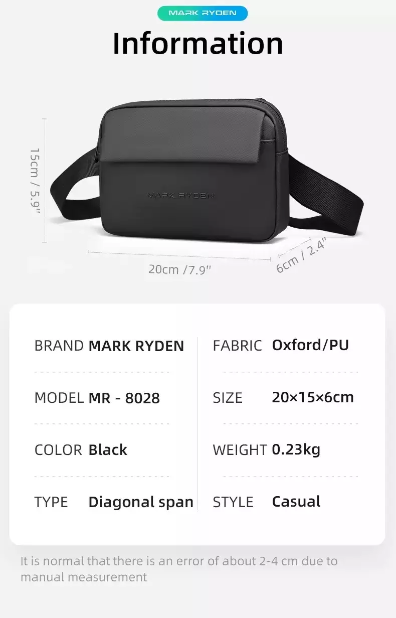 Jual Mark Ryden Mark Ryden MR8028 Tas Selempang Pria Crossbody Waist ...