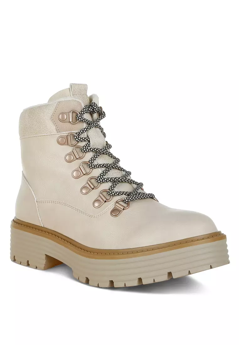 Buy London Rag Lace-Up Chunky Warm Ankle Boots in Beige 2025 Online ...
