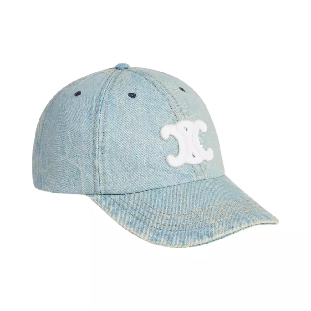 Jual Celine Triomphe Cap in Cotton Denim Westside Wash Destroyed ...