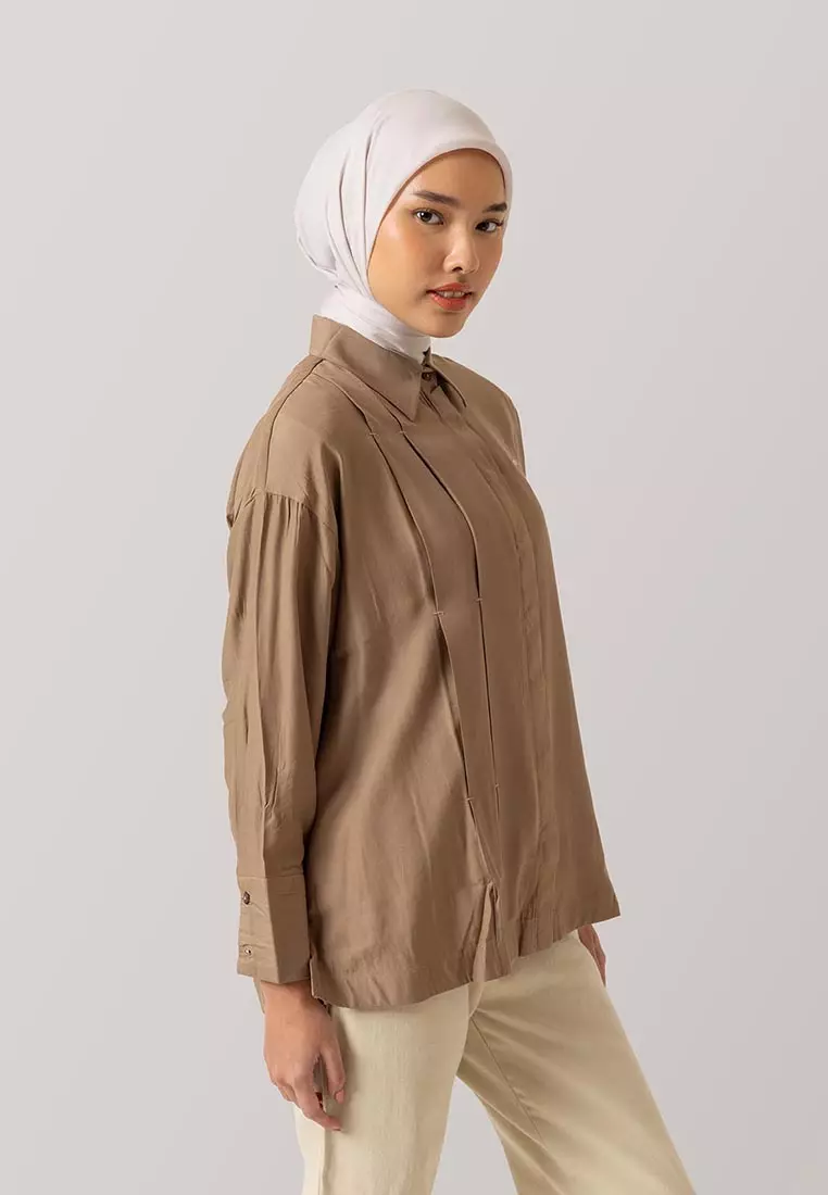 Jual Riamiranda Ria Miranda Cappuccino Odette Shirt Original 2025 ...