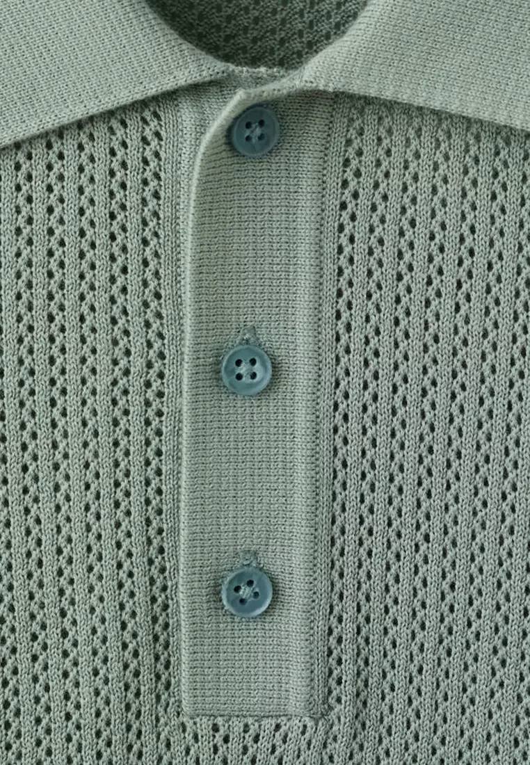 Buy MANGO Man 100% Cotton Openwork Knit Polo Shirt 2026 Online | ZALORA