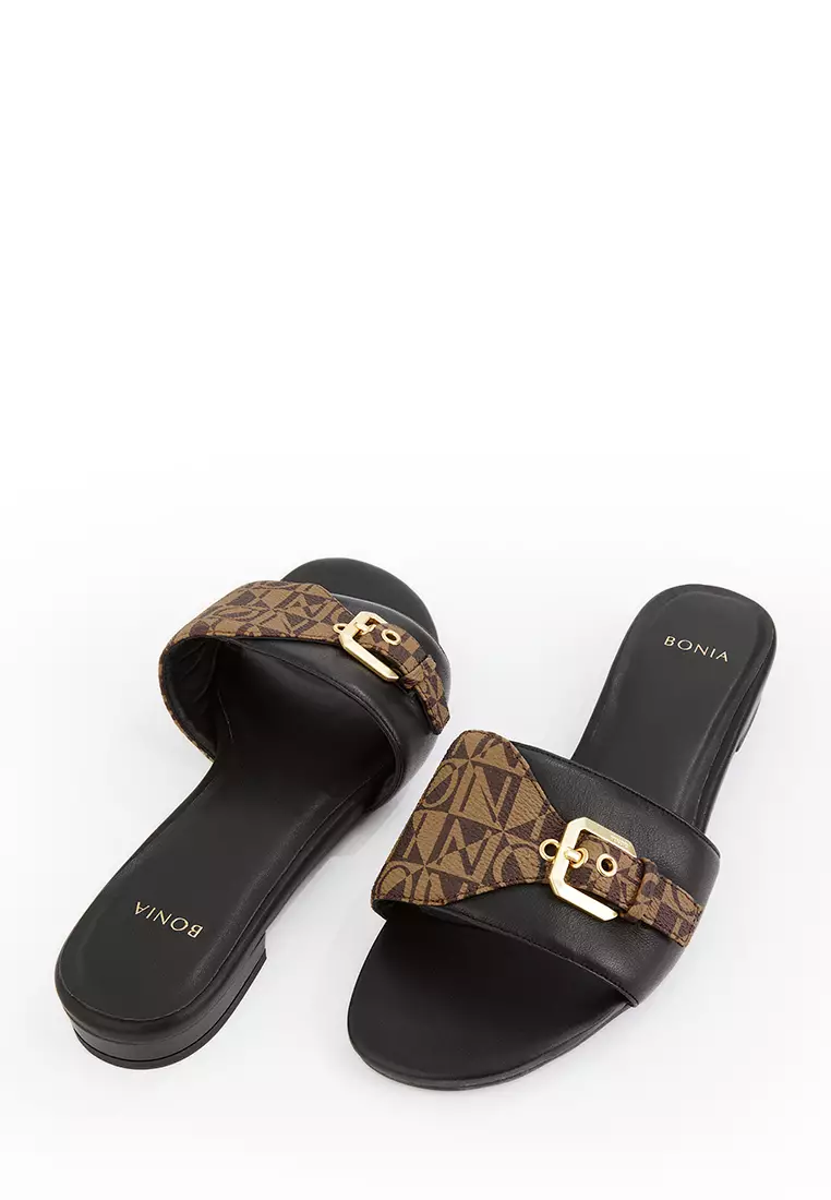 Buy BONIA Black Marcella Monogram Slide Sandals 2025 Online | ZALORA ...