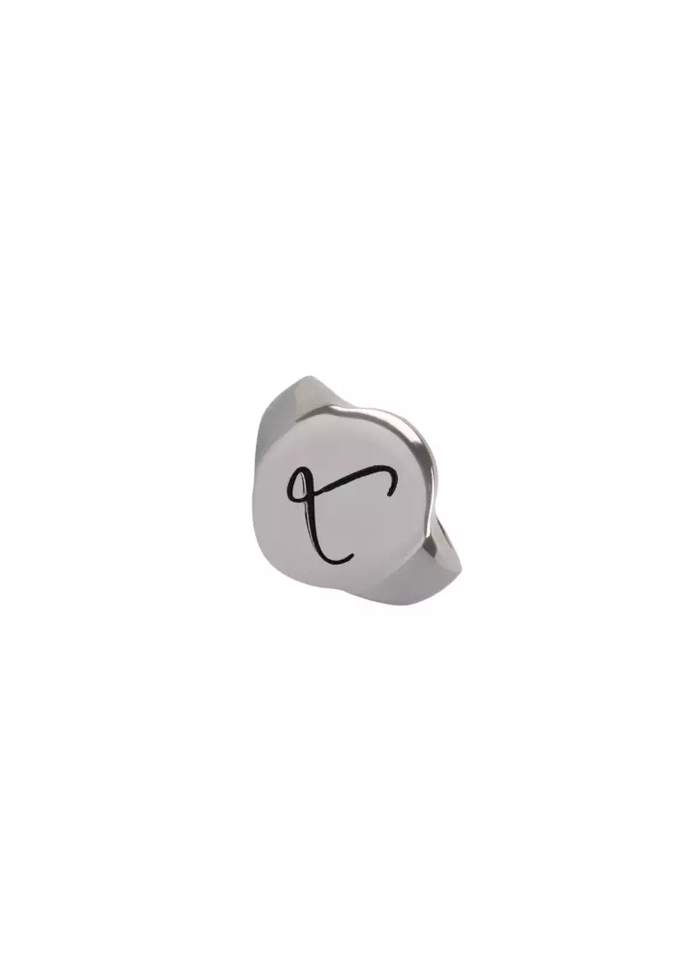 Buy Foundry Sterling Silver-Letter Signet Ring - L 2025 Online | ZALORA ...