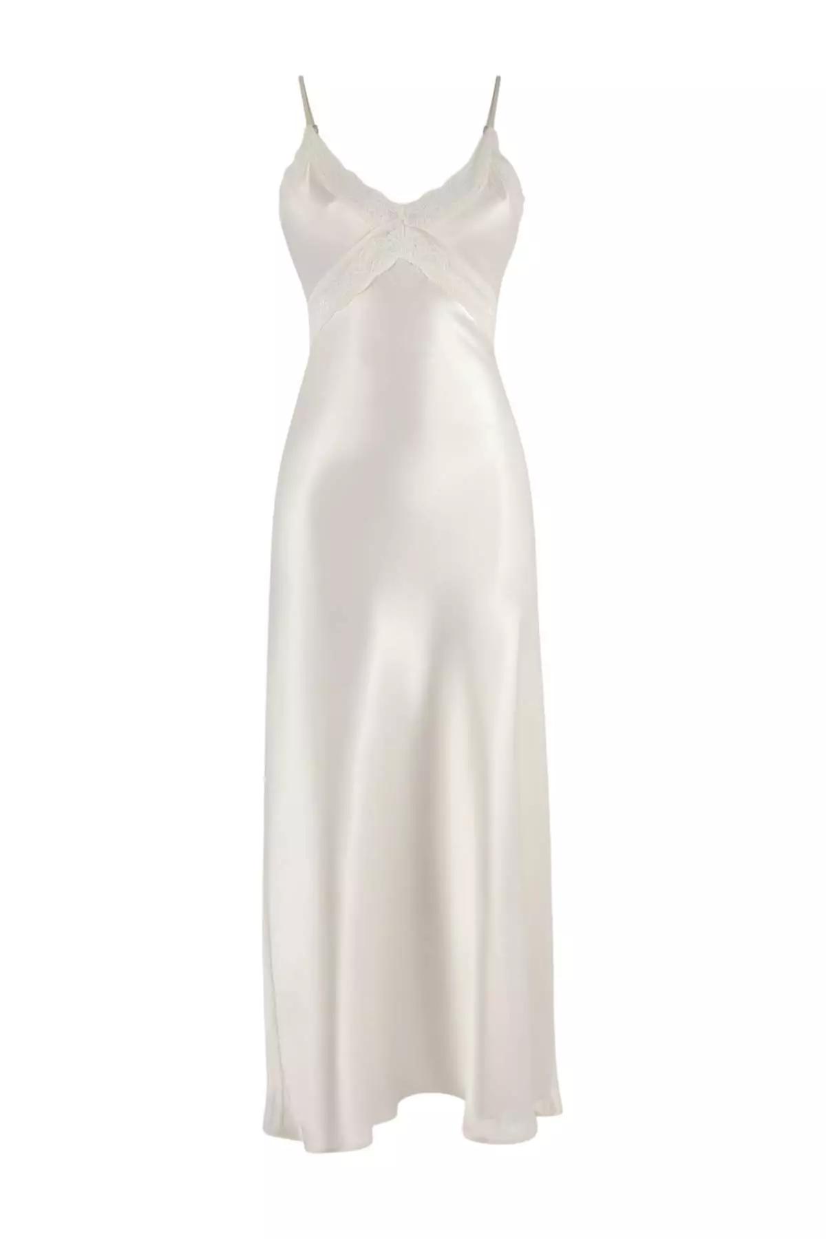 Buy Trendyol White Lace Piece Back Detail Thread Strap Satin D Woven ...