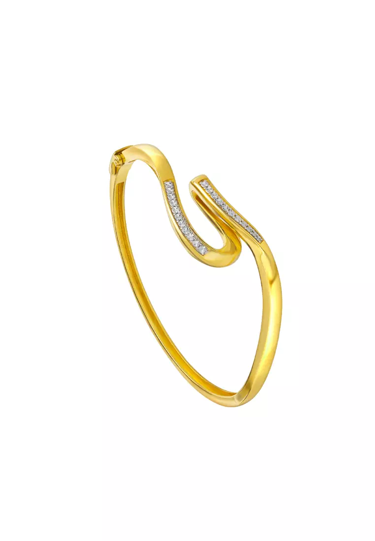 Buy TOMEI TOMEI Diamond Cut Collection U-shaped Art Bangle, Yellow Gold ...