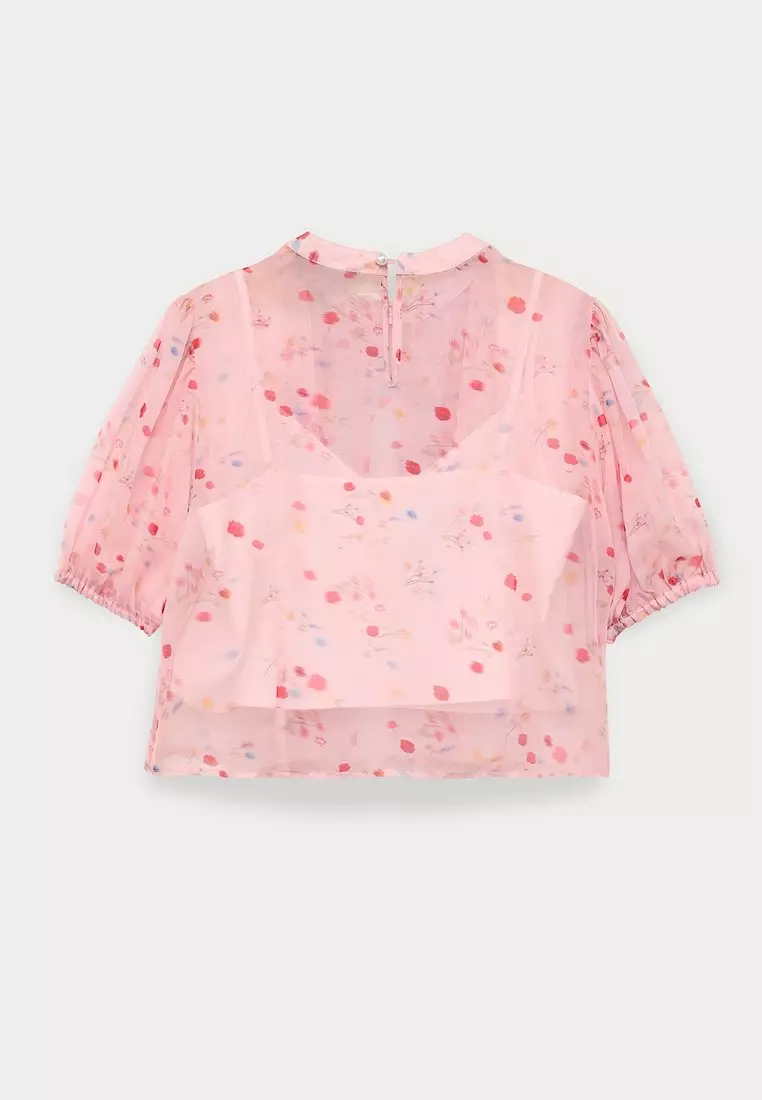 Buy Pomelo Ruffled Floral Blouse - Pink 2025 Online | ZALORA