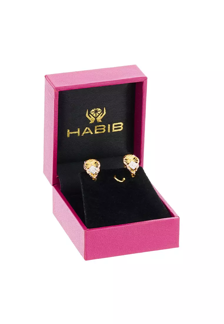 Buy HABIB HABIB 916/22K Yellow, White and Rose Gold Earring 6300002YWR ...