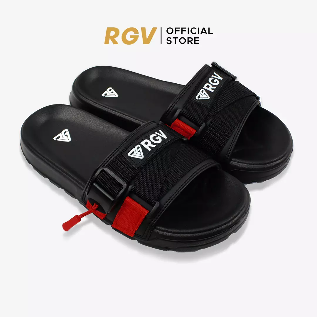 Jual RGV Sandal Slide Pria Wanita Sliders Black Red - Sendal Selop Slip ...