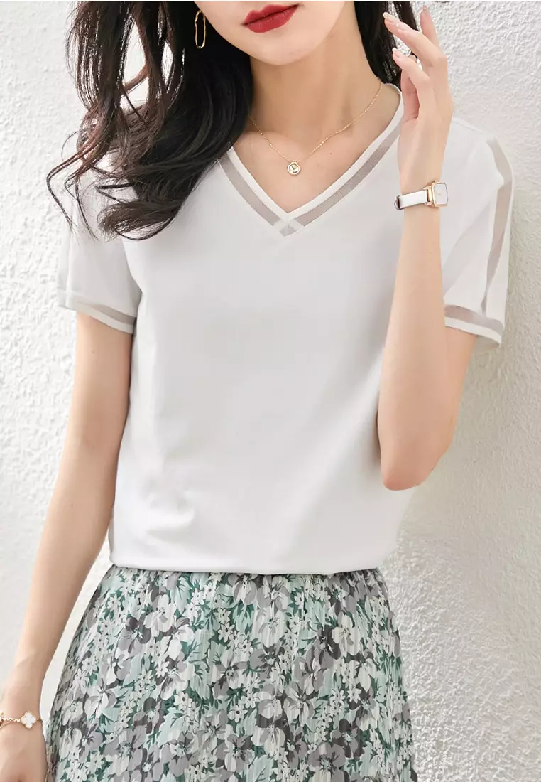 Buy Halo V Neck Net Yarn Top Online | ZALORA Malaysia