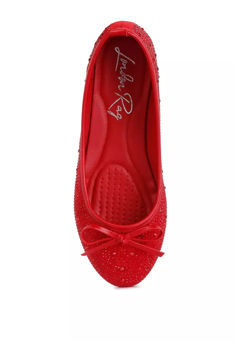 Buy London Rag Red Rhinestones Embellished Ballet Flats 2025 Online ...