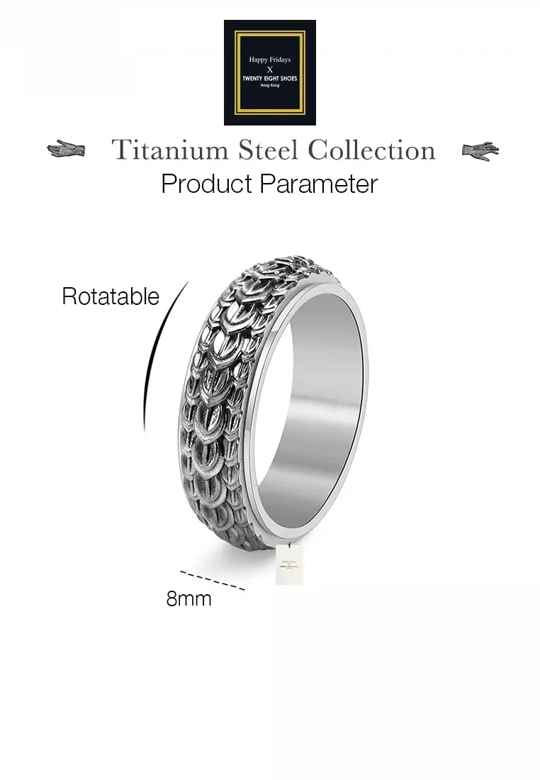 Buy HAPPY FRIDAYS Titanium Steel Rotatable Design Dragon Scale Ring JW GS-M34 2025 Online ...