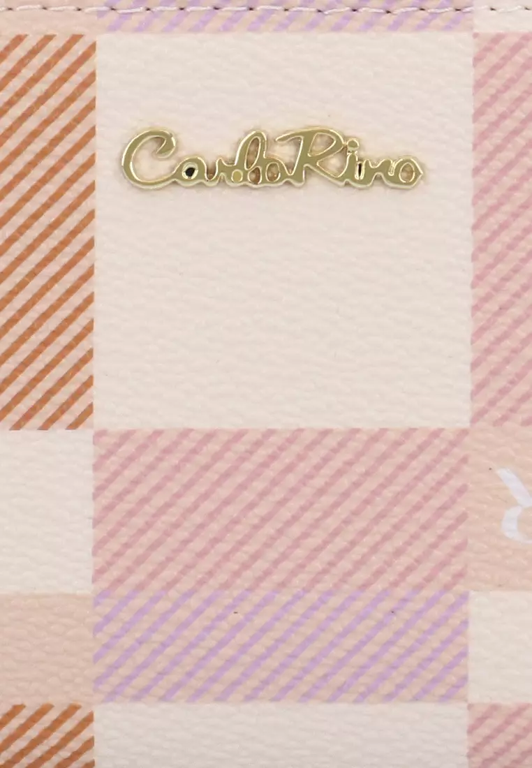 Buy Carlo Rino CR Dainty Check 2-Fold Short Wallet - Peach 2025 Online ...