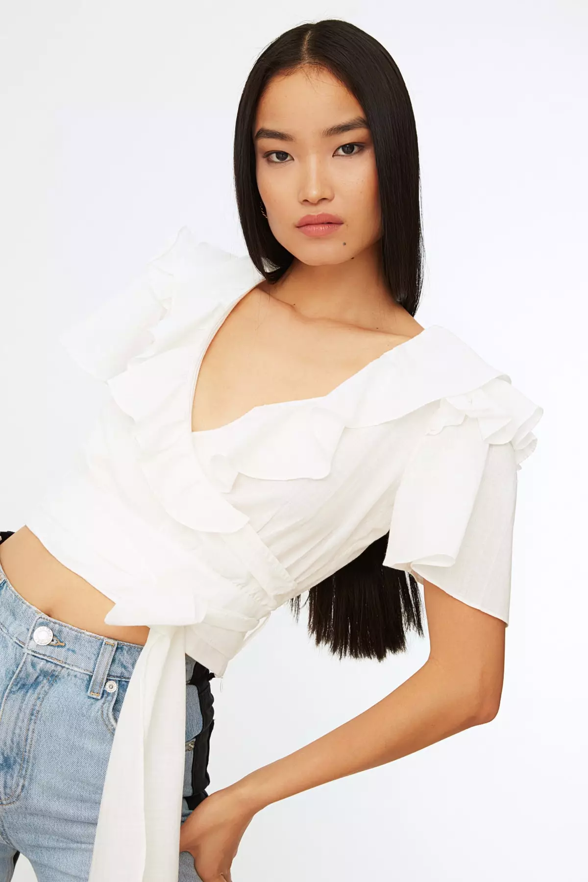 Buy Trendyol Ruffle Trim Collar Wrap Top 2025 Online | ZALORA