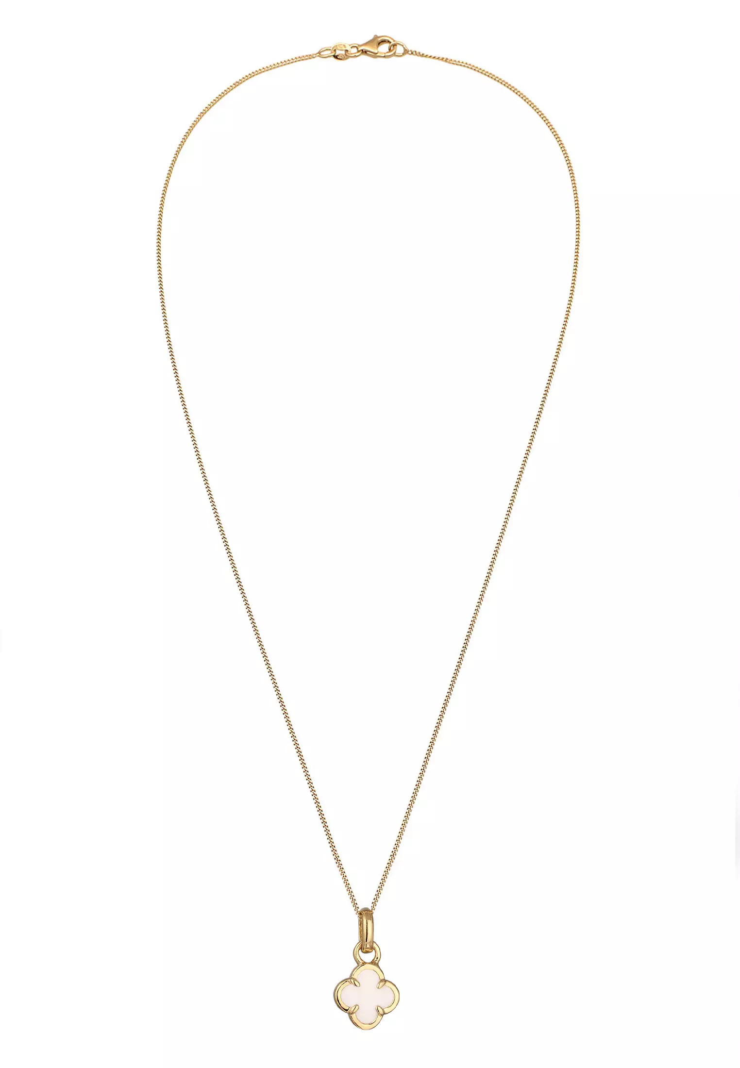 Buy ELLI GERMANY White Enamel Cloverleaf Pendant Necklace – Gold-Plated ...