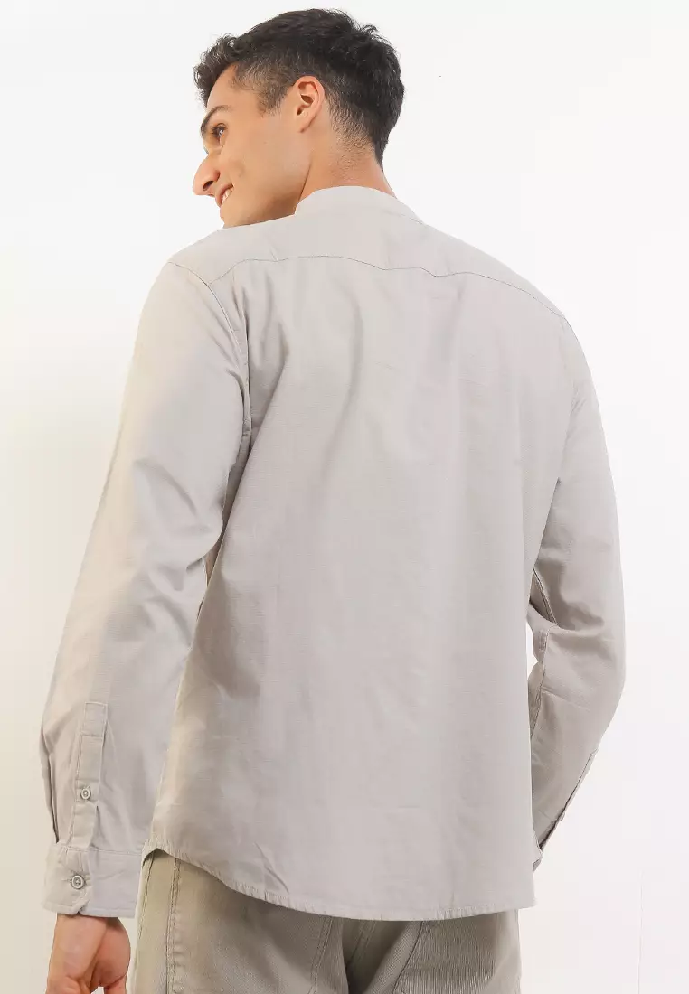 Jual TRIPLE TRIPLE Kemeja Panjang Slim Fit (LS MC 501) - Light Grey ...