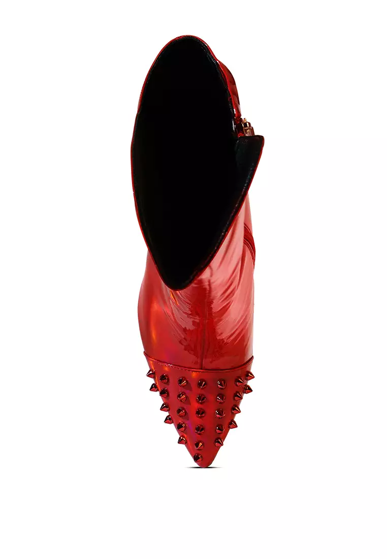 Jual London Rag Red Hologram Stud Stiletto Calf Boots Original 2024 ...