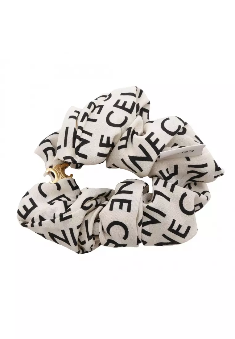 Buy Celine Pre-Loved Celine Triomphe scrunchie hair accessory logo ...