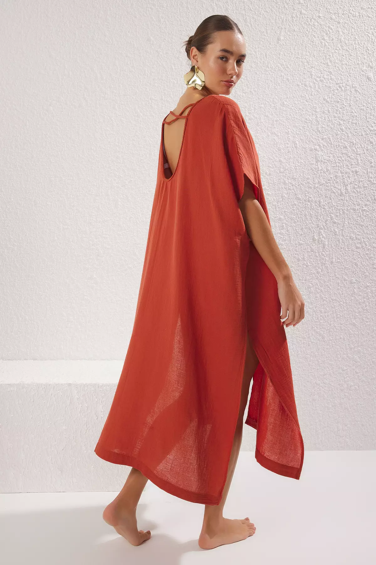 Buy Trendyol Brick Woven Muslin Beach Long Beach 2026 Online | ZALORA