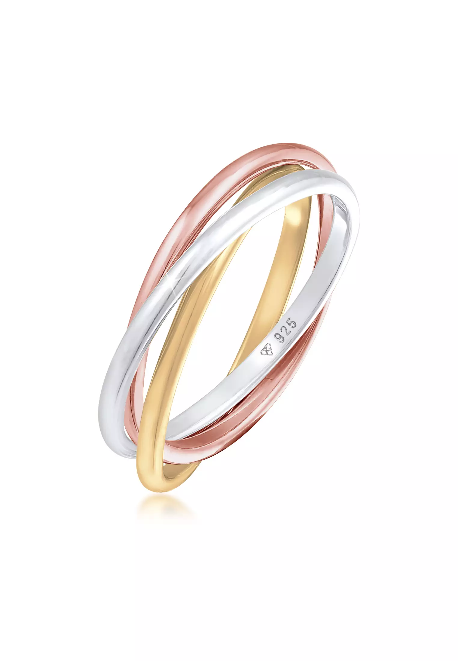 Buy ELLI GERMANY Ring Wrap Trini Look Basic Minimal Trend Tri-Colour in Rosegold Plated Online ...