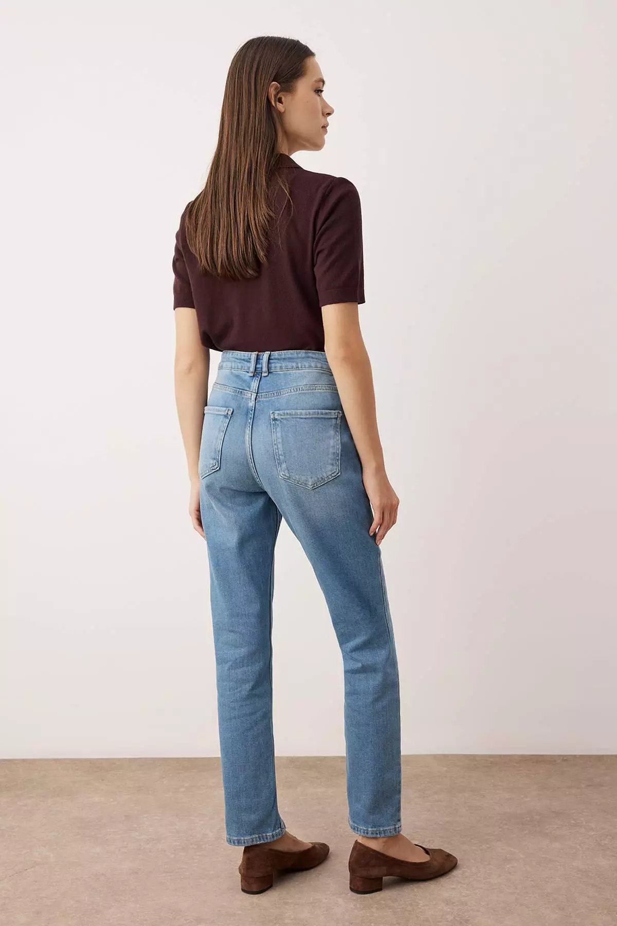 Buy Trendyol Blue High Waist Flexible Slim Fit Mom Jeans 2025 Online | ZALORA Philippines