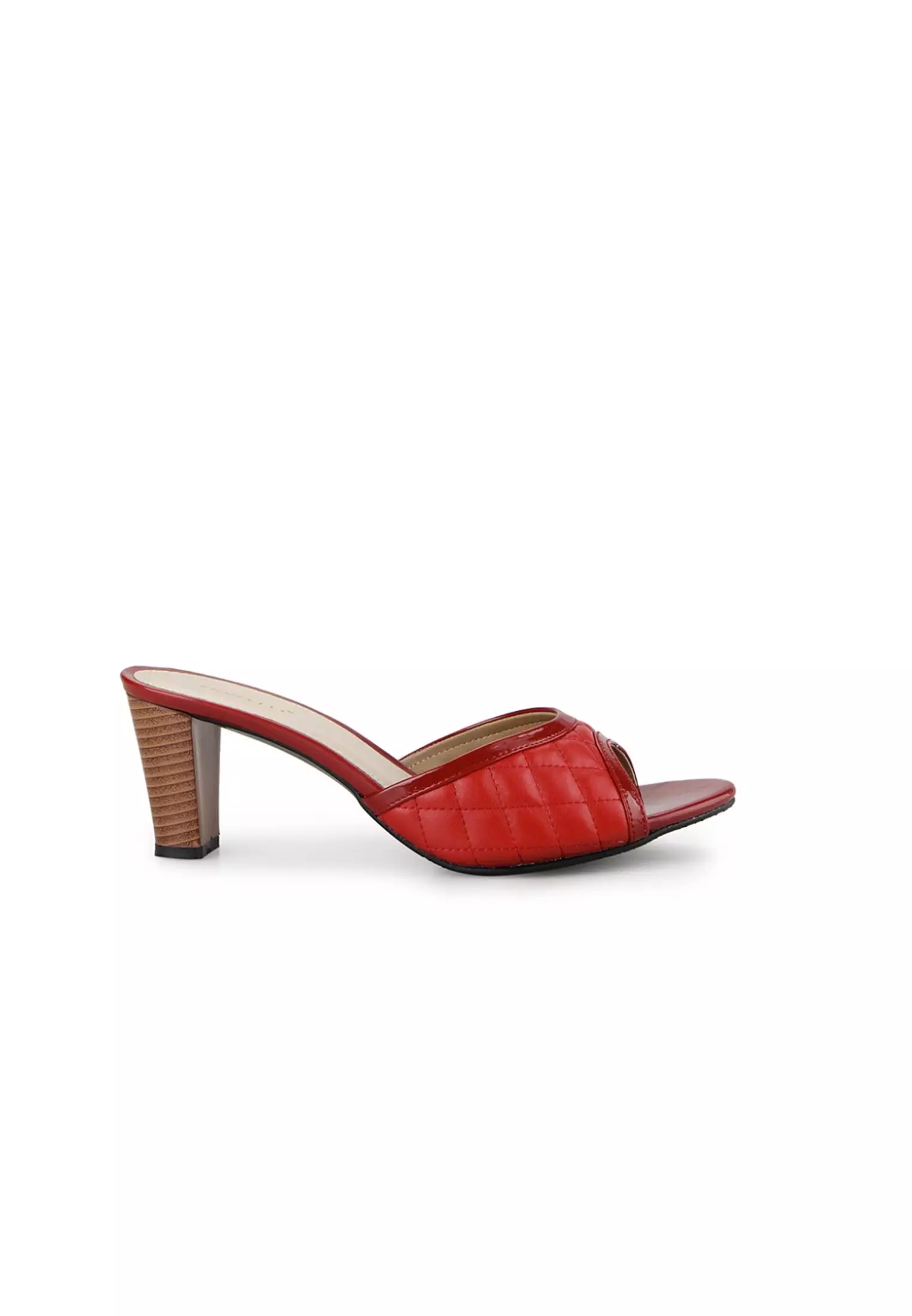 Jual Marelli Marina Sandal Wanita Heels Vegan Leather Slip On - Red ...