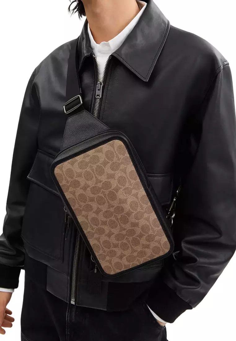 Buy Coach Sullivan Pack Bag In Signature Canvas - Tan/ Black CZ397 ...