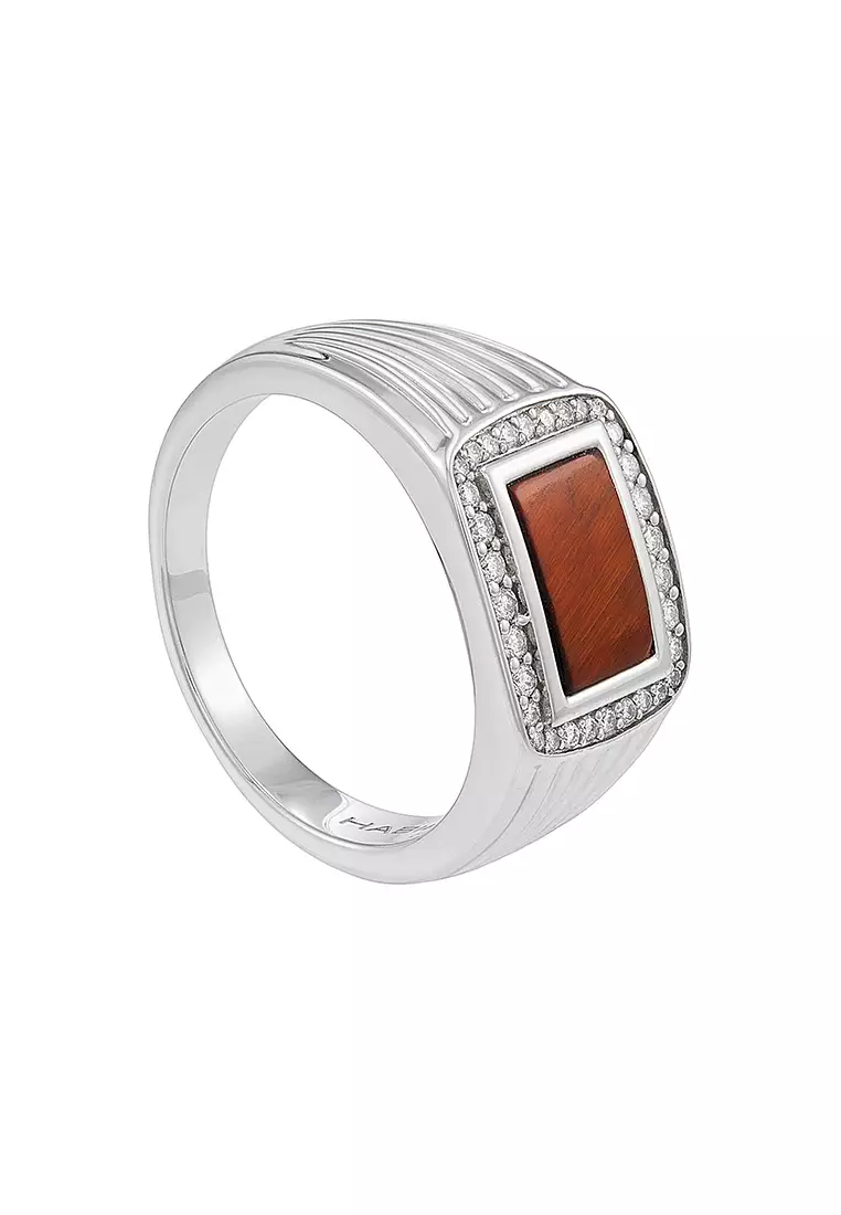 Buy HABIB HABIB Fancy Tiger Eyes and Diamond Men's Ring in 925 Silver ...