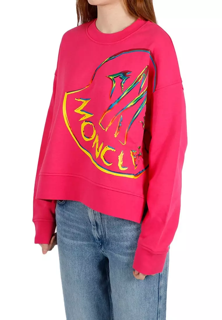 Buy Moncler Oversized Colorful Logo Printed Sweatshirt in Pink 2025 ...