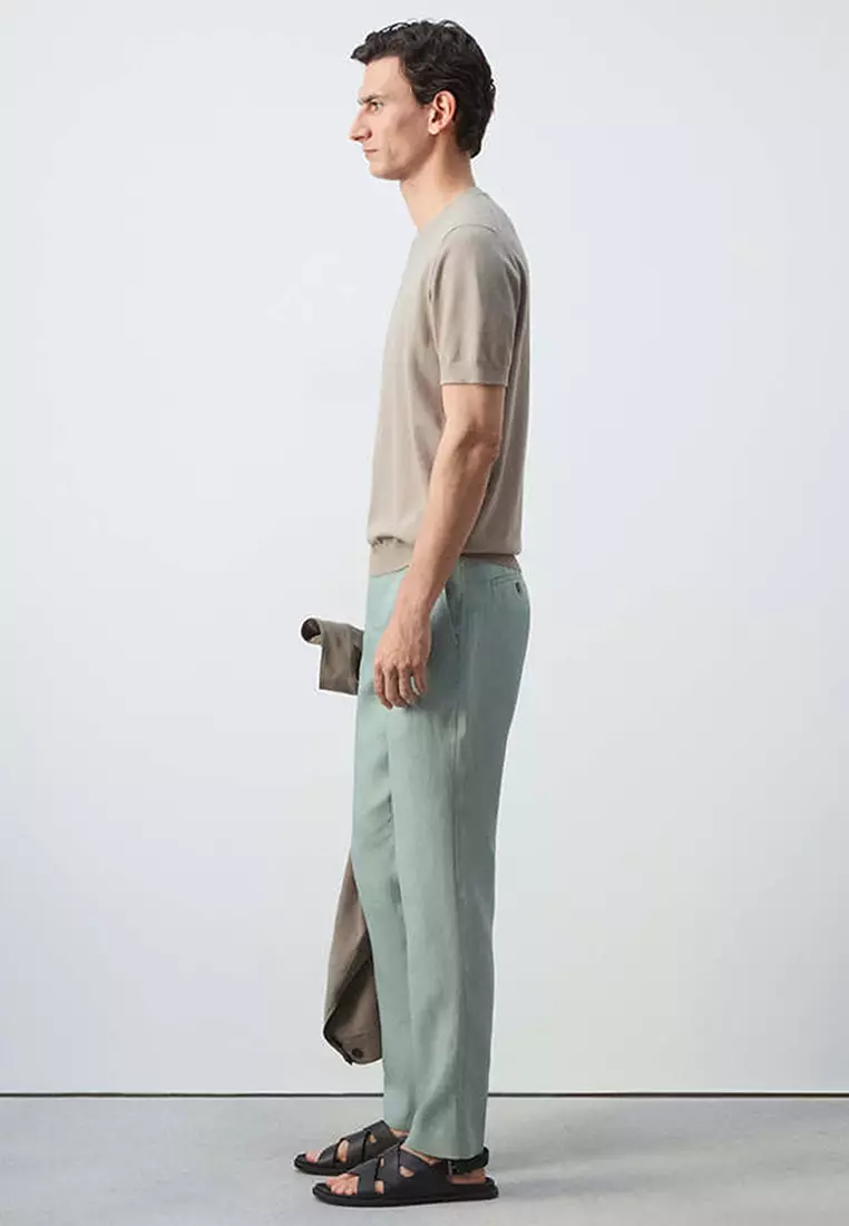 Buy MANGO Man Slim-Fit 100% Linen Trousers 2026 Online | ZALORA