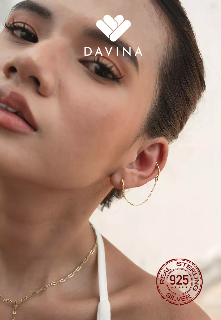 Jual DAVINA Jewelry DAVINA Ladies Dierae Earrings Gold Color Sterling ...