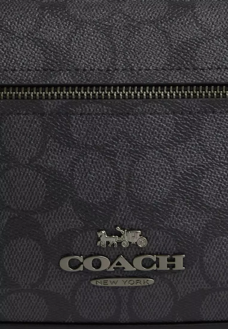 Buy Coach Mens Elias Crossbody In Signature Canvas - Charcoal Black ...