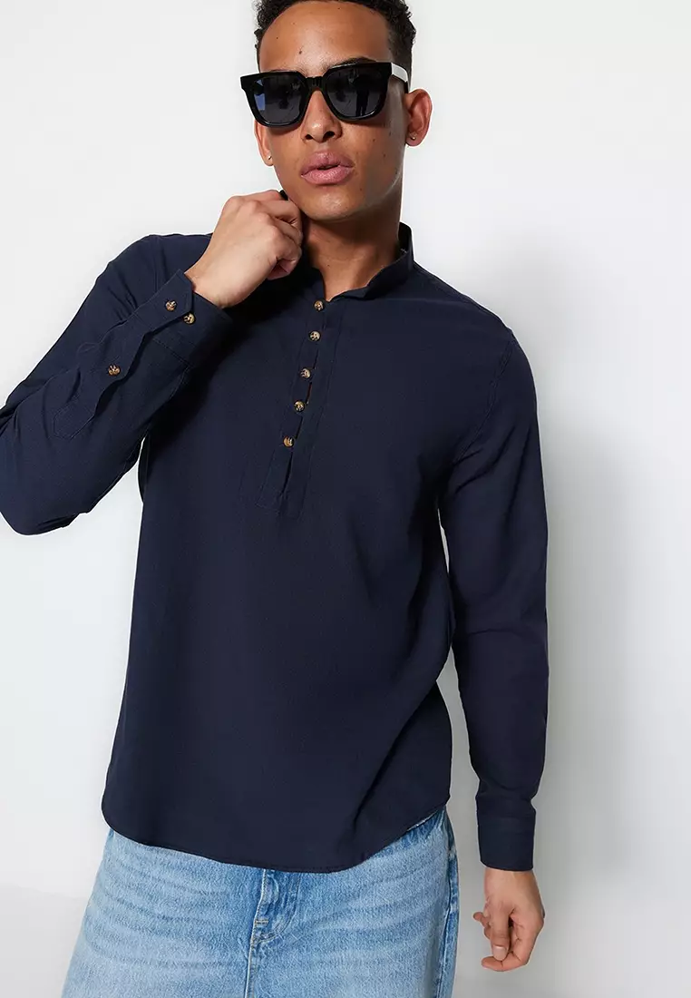 Trendyol Judge Collar Half Buttoned Shirt 2025 | Buy Trendyol Online ...