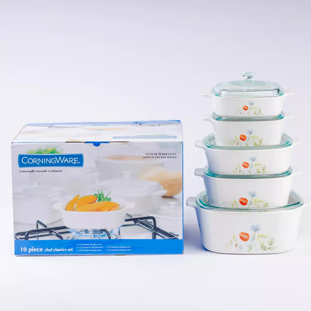 Buy Corningware 10 Pcs Casserole Set With Glass Cover - Daisy Field ...