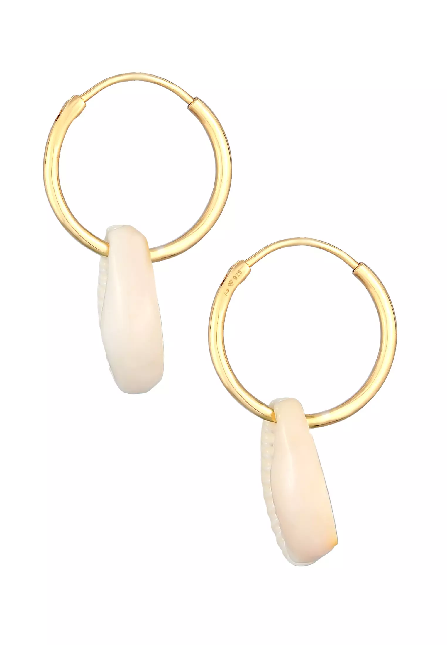Buy ELLI GERMANY Earrings Creoles Trend Kauri Shell Gold Plated 2025 ...