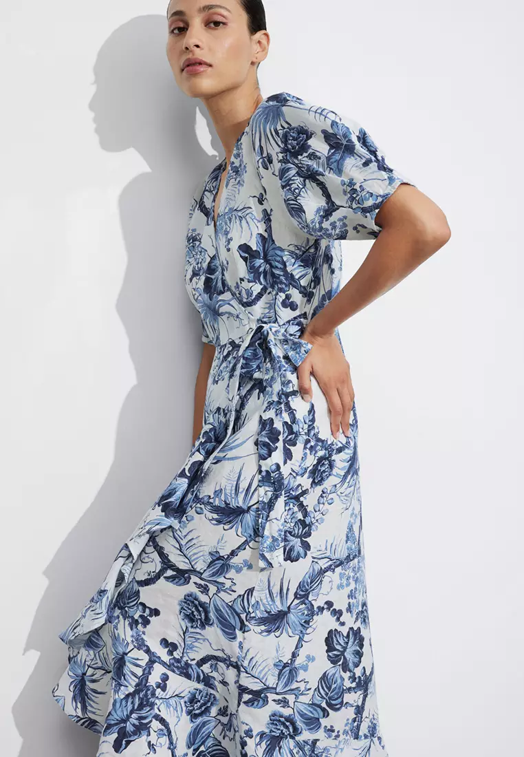 Buy & Other Stories Linen Wrap Midi Dress 2025 Online | ZALORA