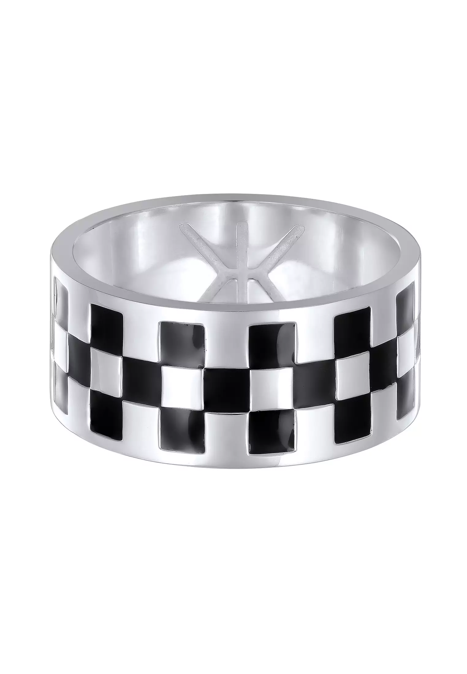 Buy Kuzzoi Men’s Silver Chessboard Enamel Band Ring 2026 Online | ZALORA