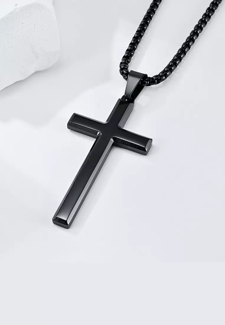 Buy HAPPY FRIDAYS Titanium Steel Minimalist Cross Pendant Necklace JW ...