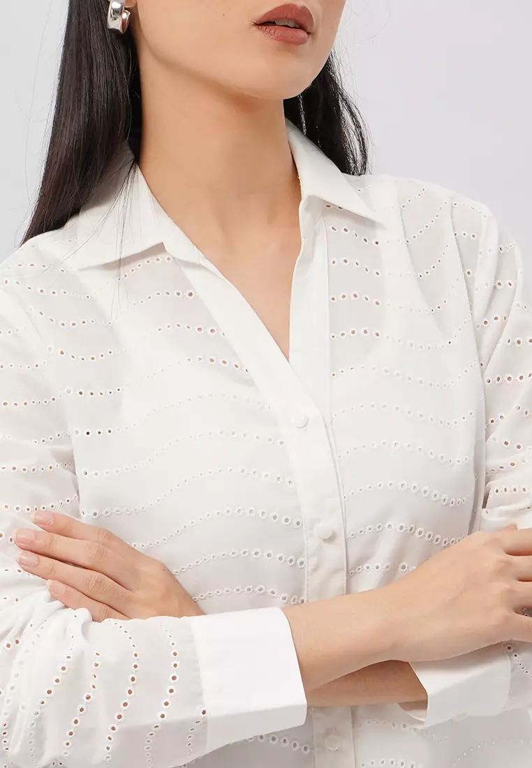 Jual Executive Oversized Long Sleeve Eyelet Shirt Original 2025 | ZALORA Indonesia