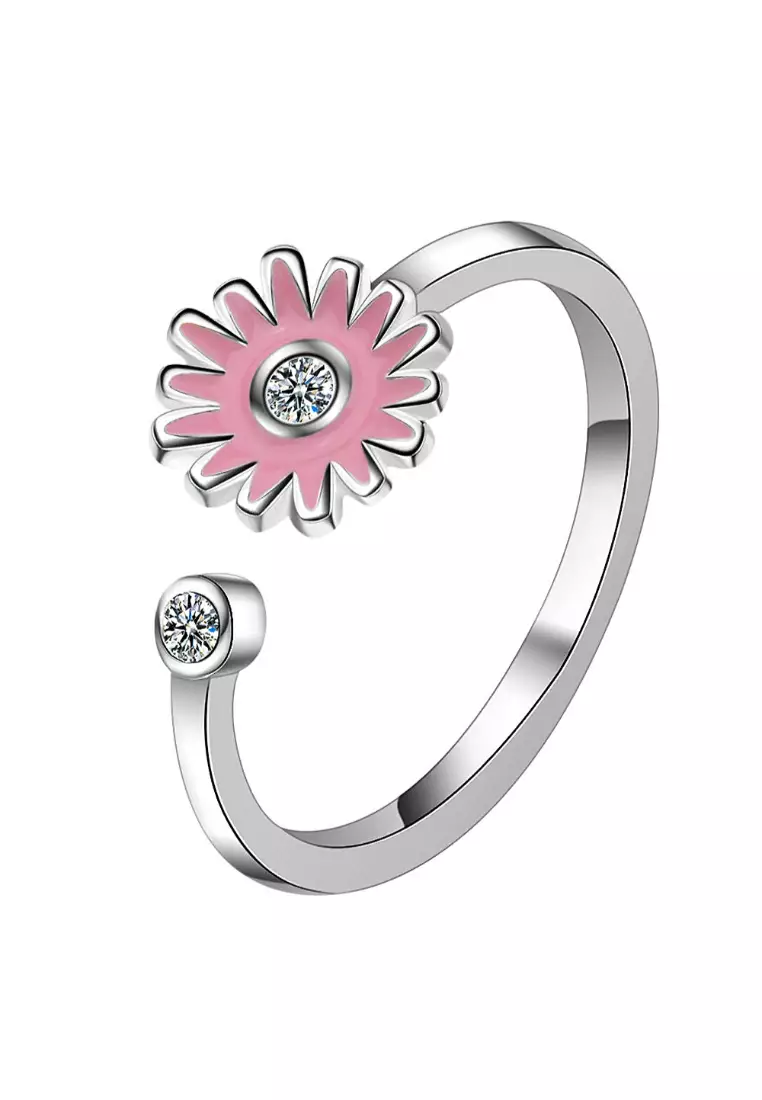 Buy Obsession Pink Daisy Flower with Diamonelle Adjustable Ring 2025 ...